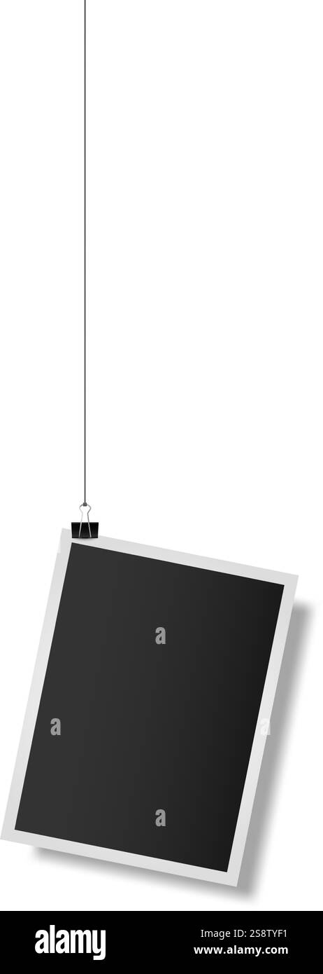 Photo frame hanging with binder clip showing a blank space where you ...