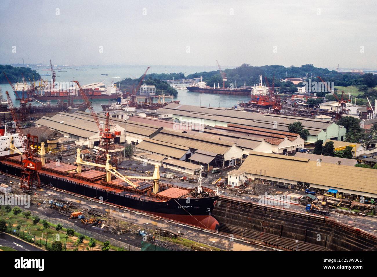 View over Singapore Harbour (Keppel Port) from Mount Faber on Singapore ...