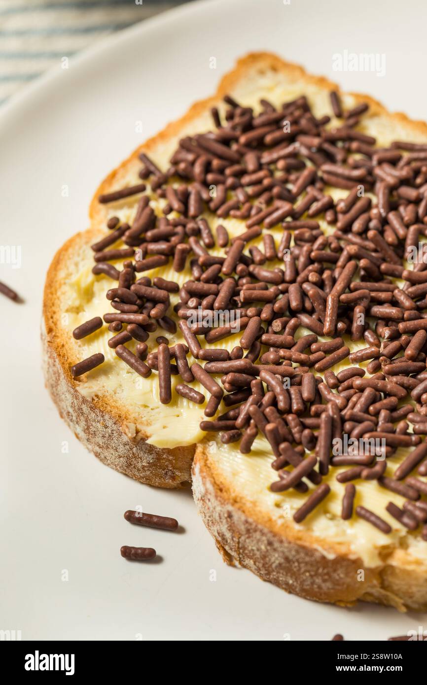 Homemade Dutch Hagelslag Toast with Butter and Chocolate Sprinkles ...