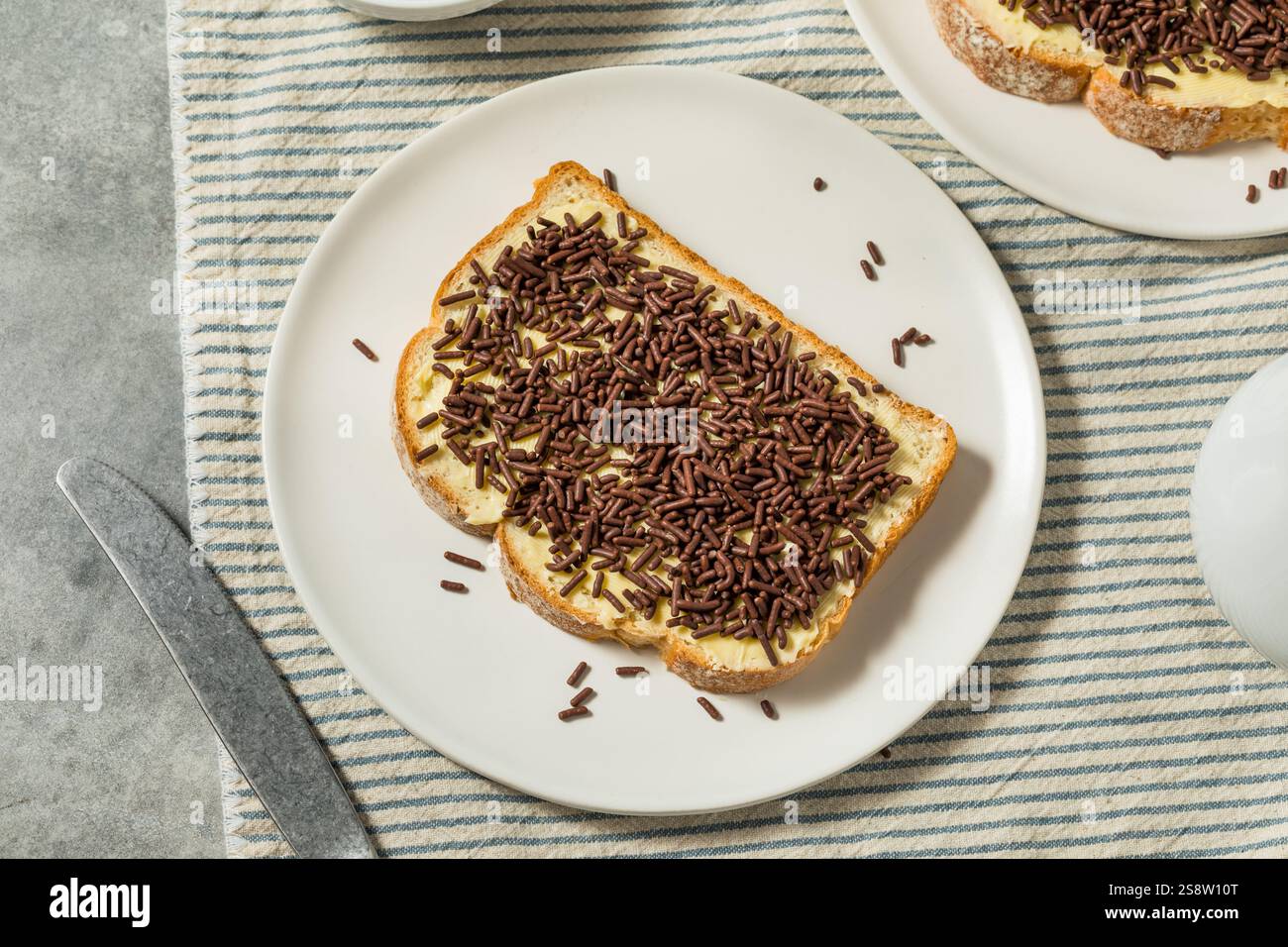 Homemade Dutch Hagelslag Toast with Butter and Chocolate Sprinkles ...