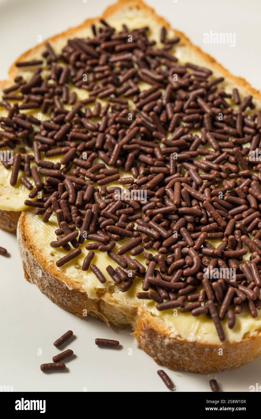 Homemade Dutch Hagelslag Toast with Butter and Chocolate Sprinkles ...