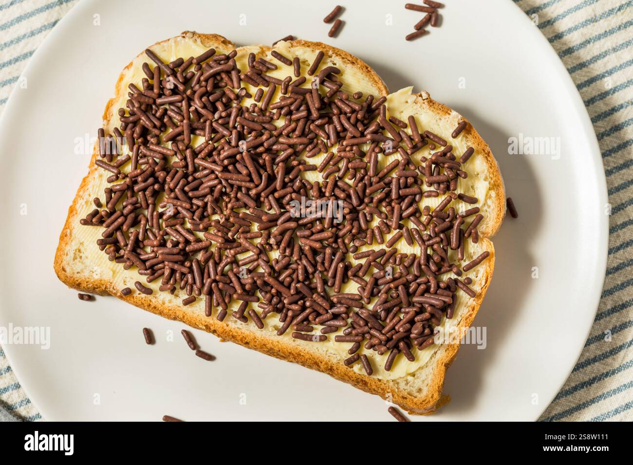 Homemade Dutch Hagelslag Toast with Butter and Chocolate Sprinkles ...