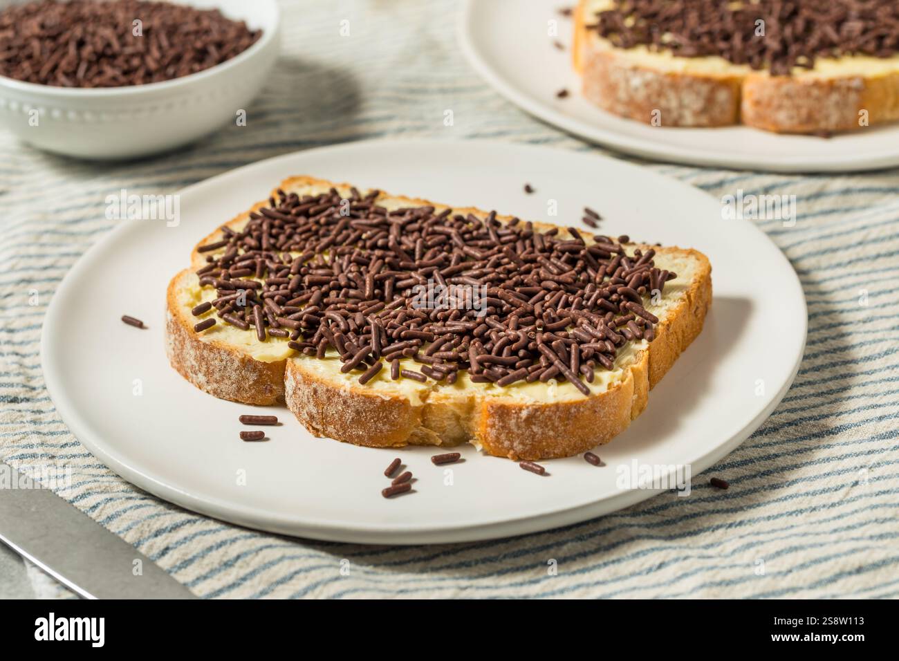 Homemade Dutch Hagelslag Toast with Butter and Chocolate Sprinkles ...