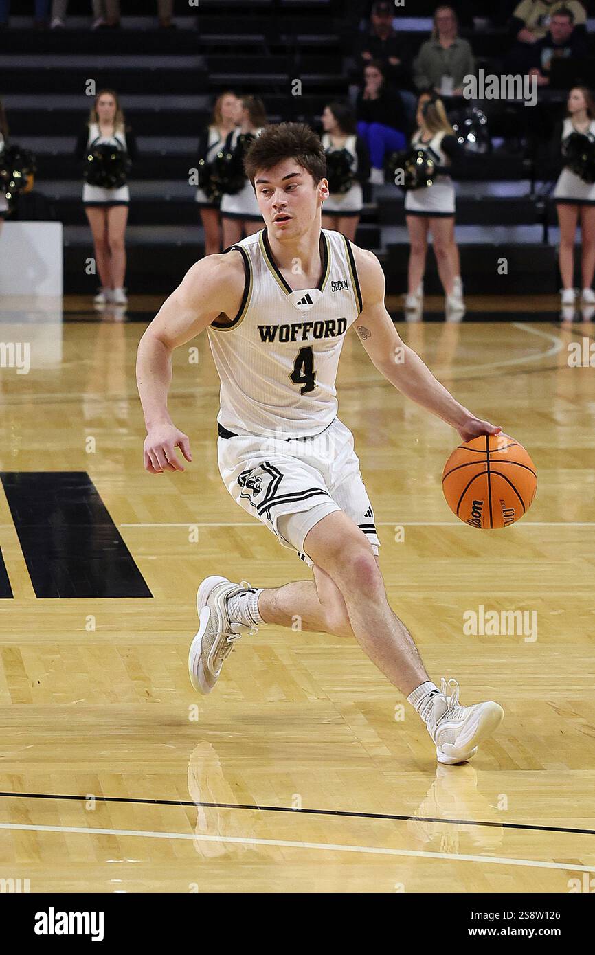 SPARTANBURG, SC - JANUARY 18: Wofford Terriers guard Luke Flynn (4 ...