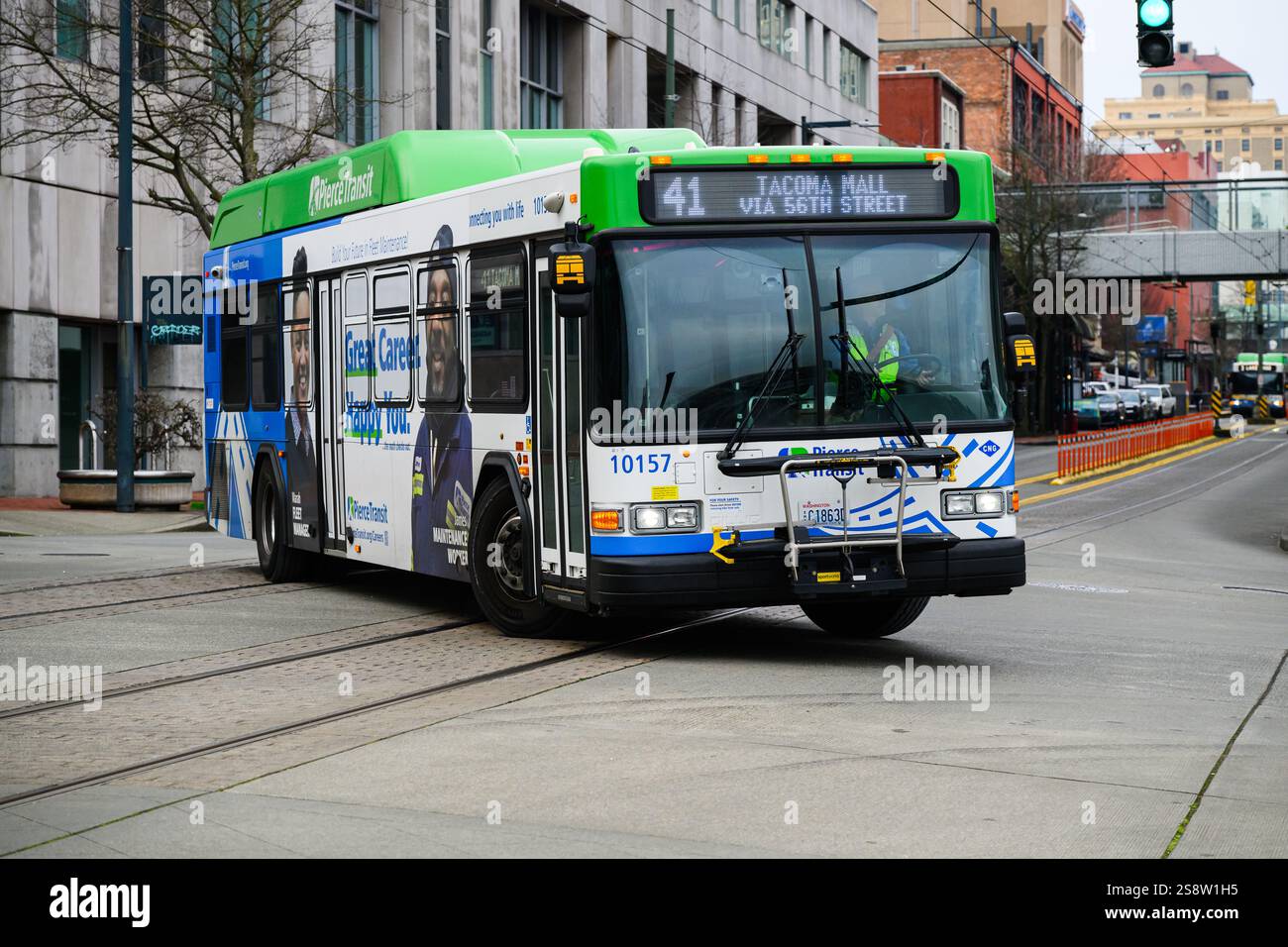 Tacoma, WA, USA - January 14, 2025; Pierce Transit compressed natural ...