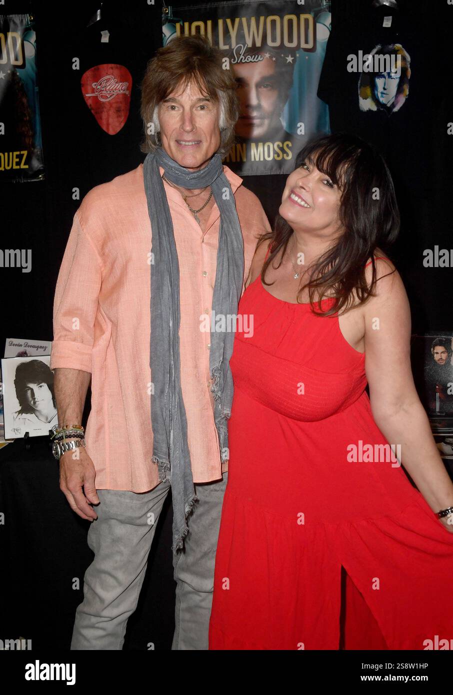 Actor Ronn Moss and model Devin Devasquez pose for photos at the Hollywood Show held at Burbank ...