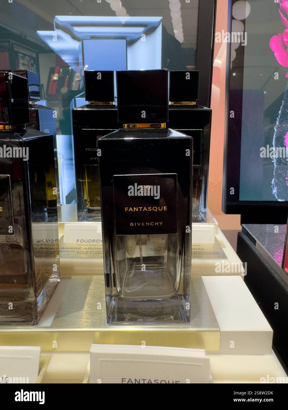 Unique fragrance displays at a high-end boutique in a retail ...