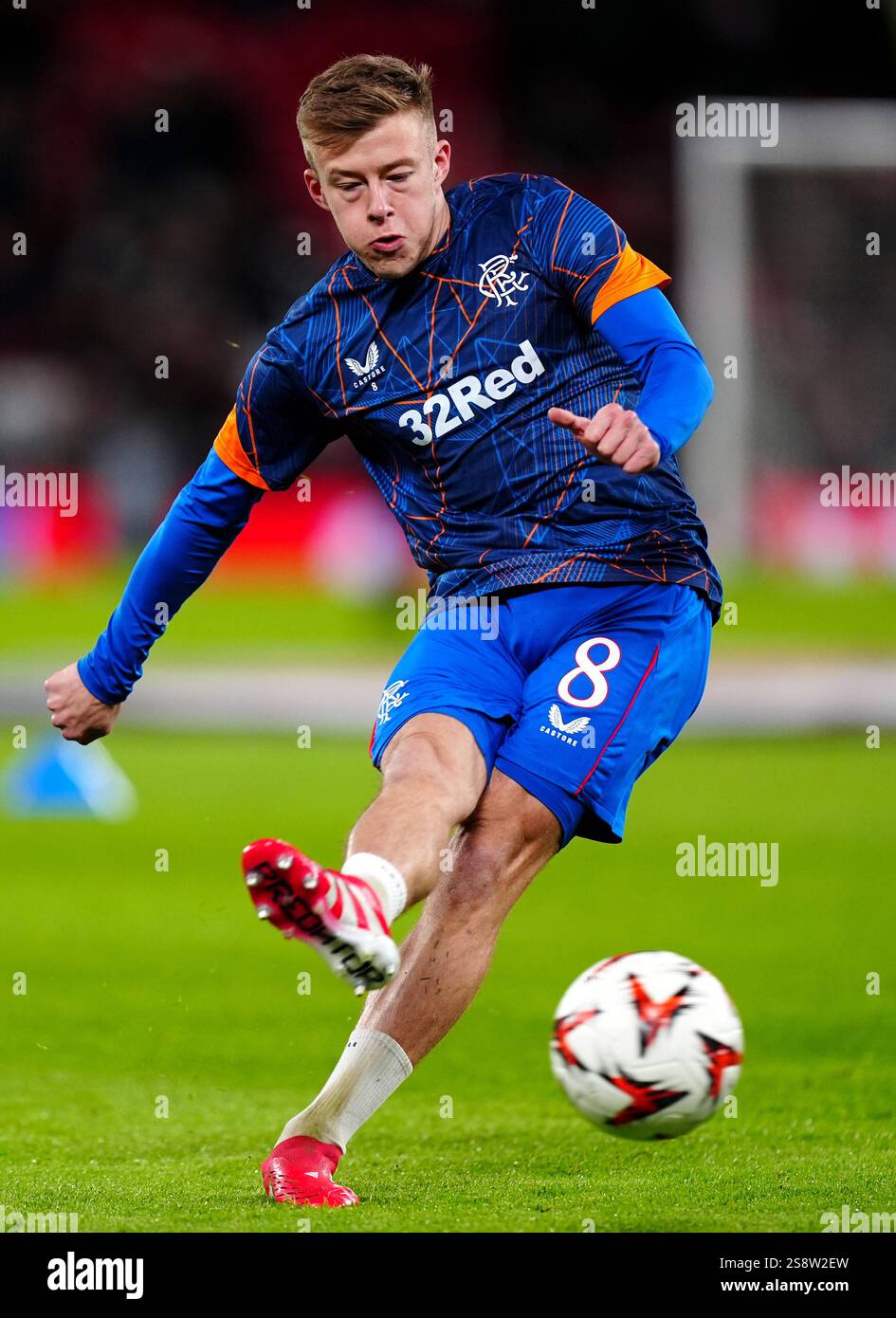 Rangers' Connor Barron warming up before the UEFA Europa League, league ...