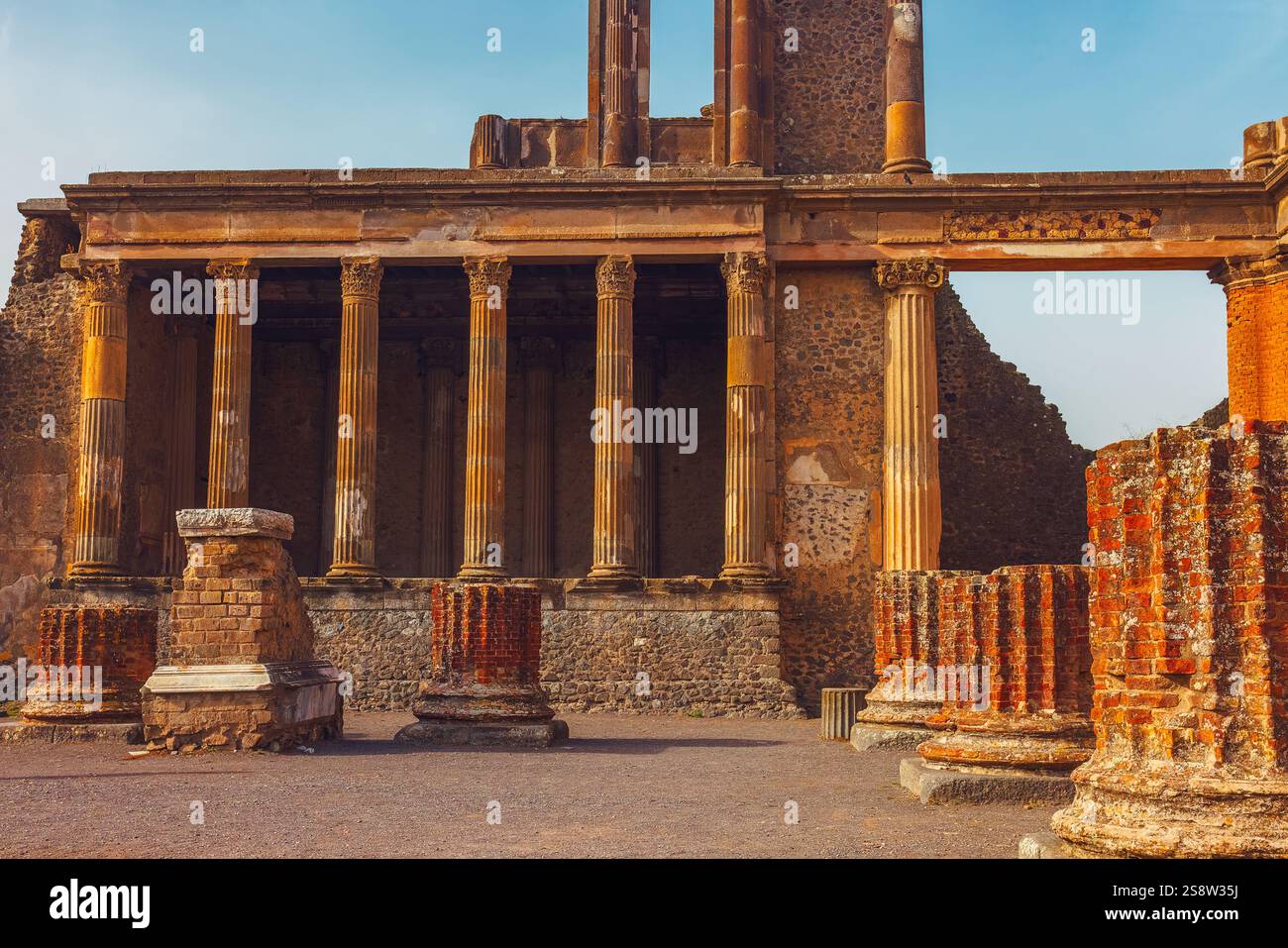 Ancient ruins of Pompei city, Naples, Italy. View of ancient city of ...