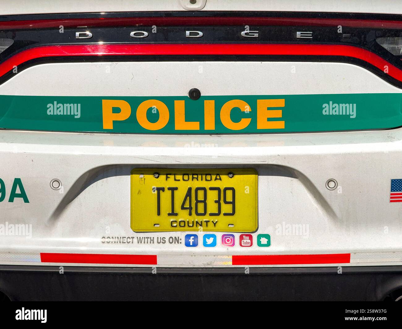 Miami, Florida, USA - 4 January 2024: Close up view of the rear of a ...