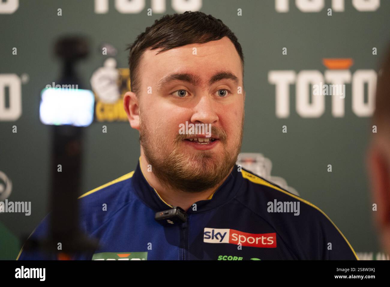 DEN BOSCH - Darter Luke Littler during the draw prior to TOTO Dutch ...