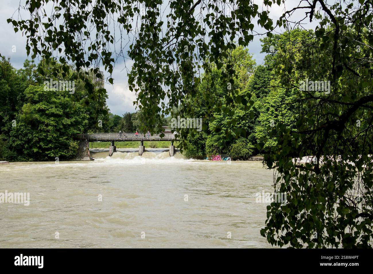 Isar river hike in Munich, Munich Way of St. James, Bavaria, Germany in ...