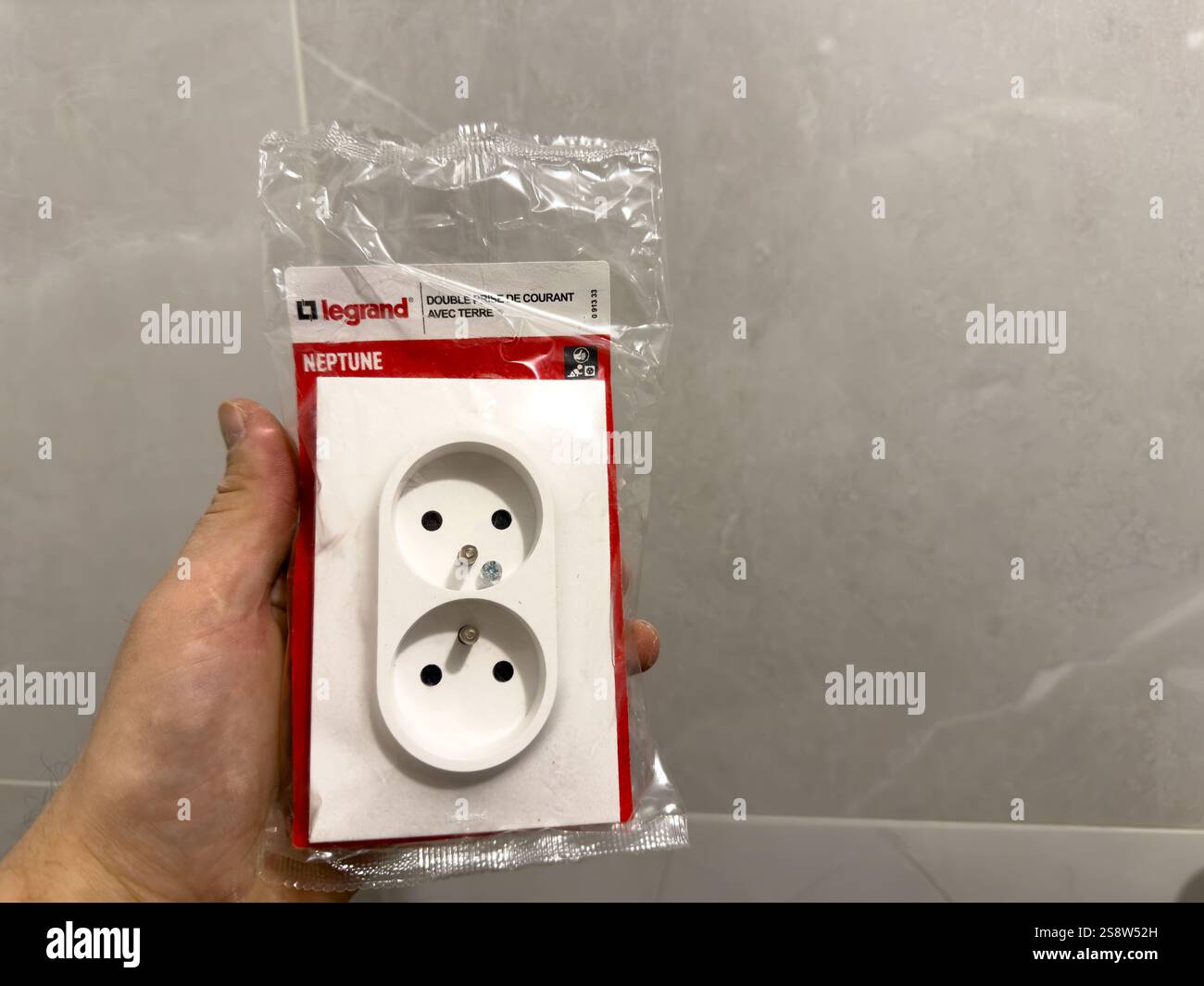 New electrical outlet installation in a modern home renovation project ...