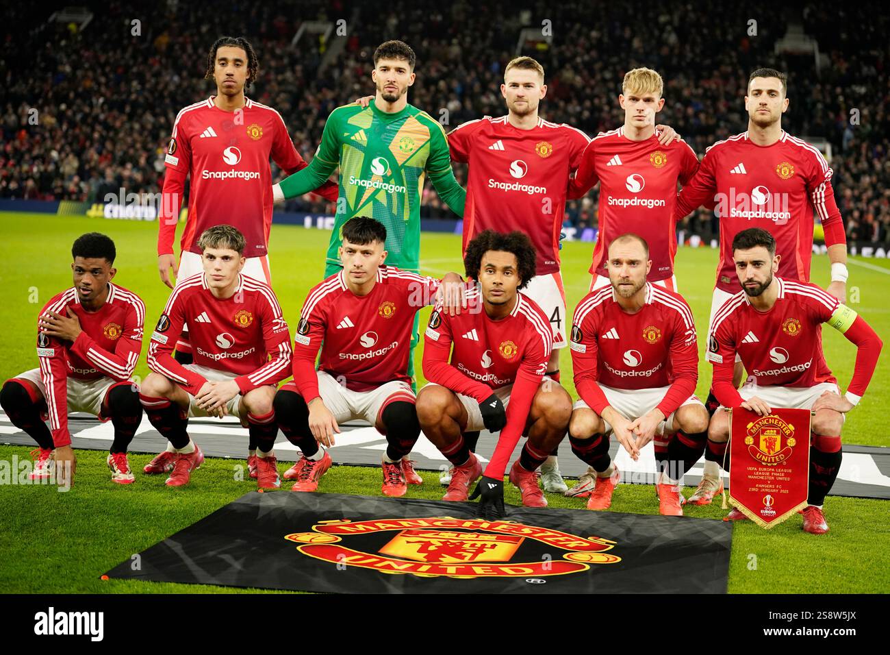 Manchester United's team players pose for a picture before the Europa ...