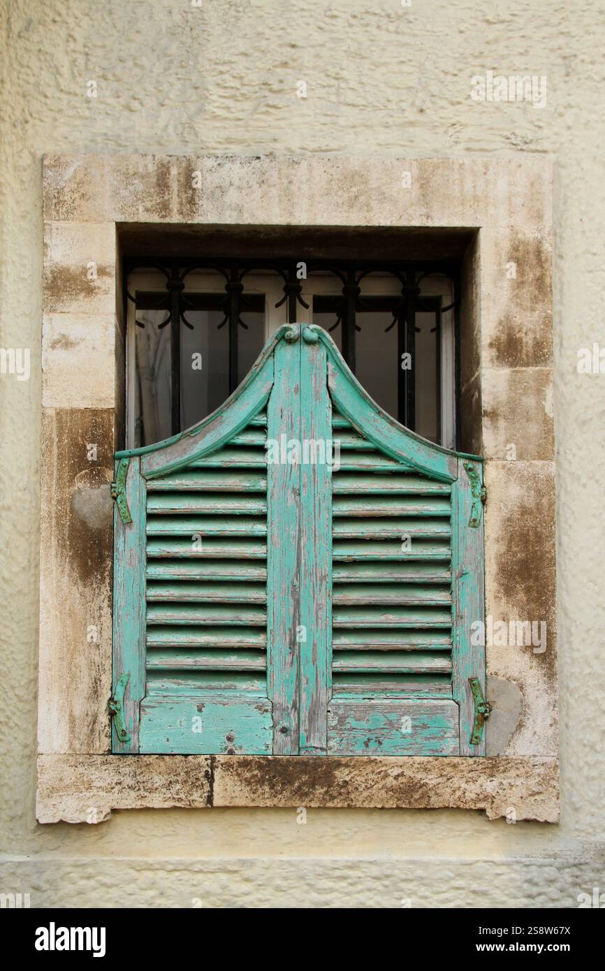 Beautiful wooden shutters of a building in the historical center of ...