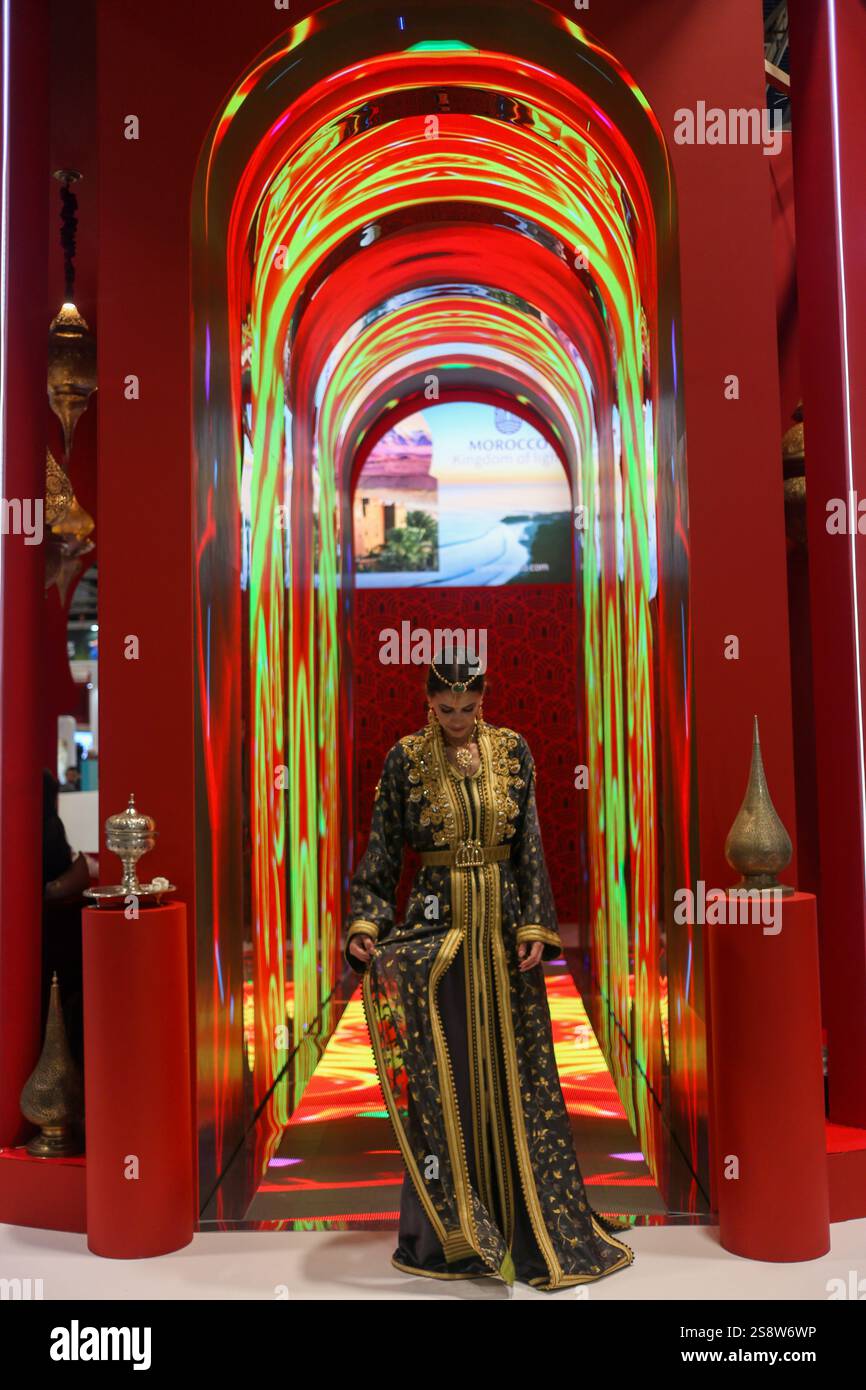 Madrid, Spain, 23th January, 2025: A hostess at the Morocco stand ...
