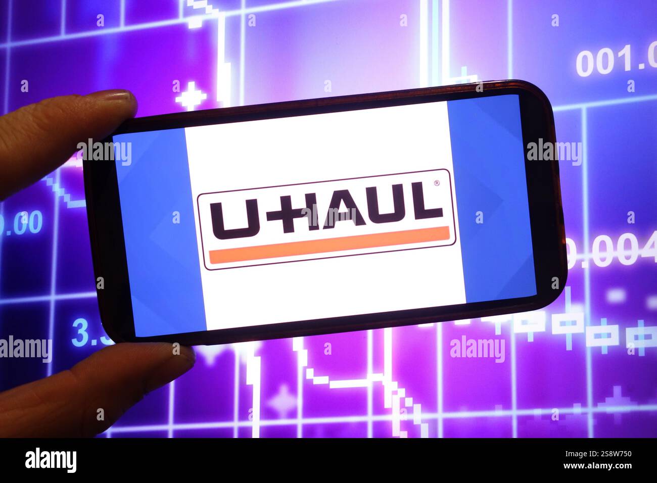 In this photo illustration, the U-Haul Holding company logo is seen ...