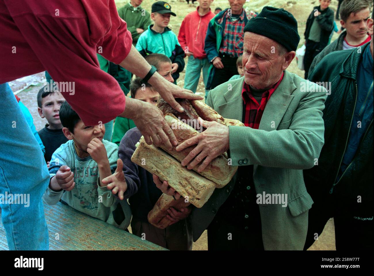 Kosovar refugees in Kukës, one of the poorest areas in Albania, as ...