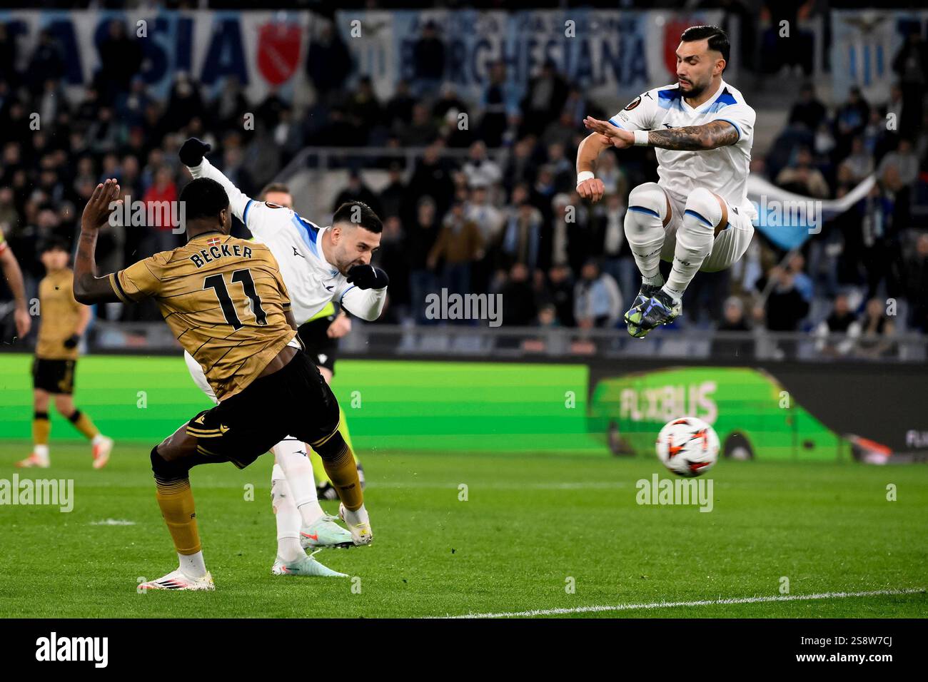 Rome, Italy. 23rd Jan, 2025. Mario Gila of SS Lazio scores the goal of ...