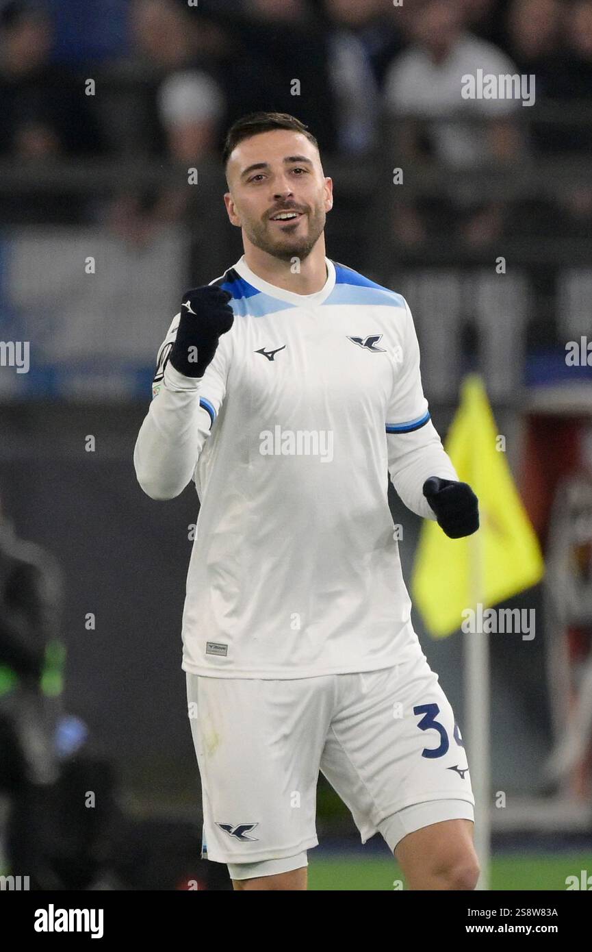 Roma, Italia. 23rd Jan, 2025. Lazio's Mario Gila celebrates after ...