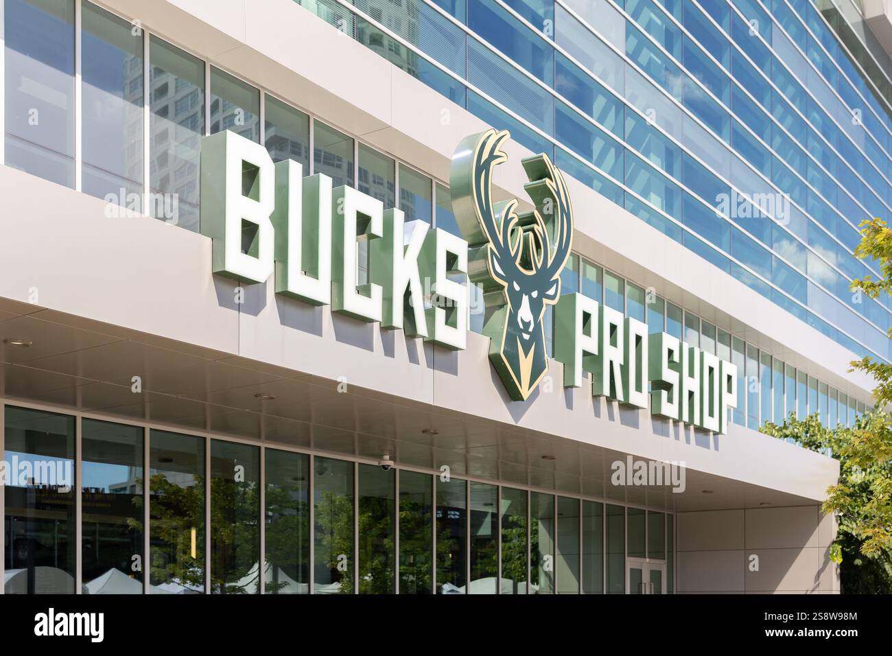 The Milwaukee Bucks Pro Shop at the Fiserv Forum. The stadium is home ...
