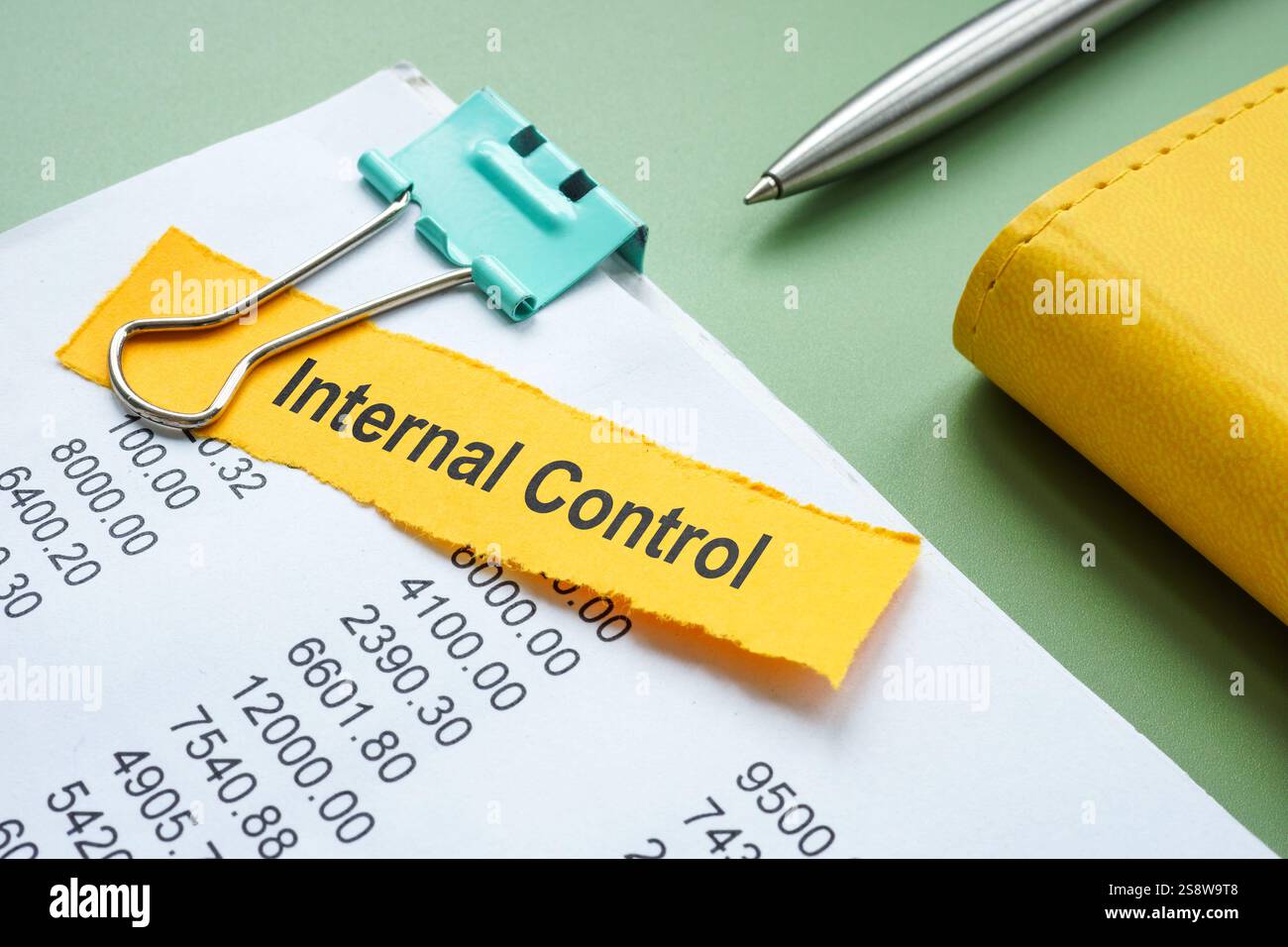 Accounting documents marked internal control. Corporate compliance ...