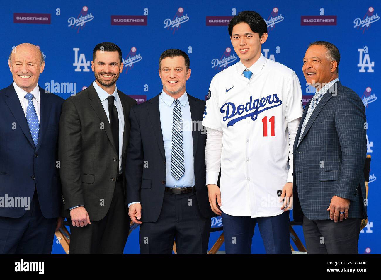 LOS ANGELES, CA - JANUARY 22: Newly acquired Los Angeles Dodgers ...