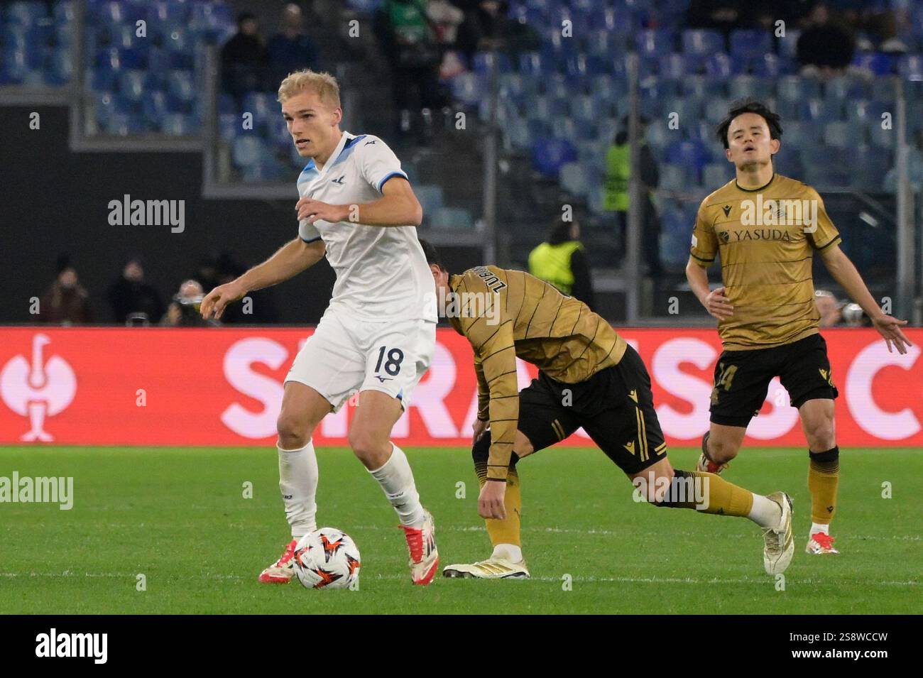 Roma, Italia. 23rd Jan, 2025. Lazio's Gustav Isaksen during the Uefa ...