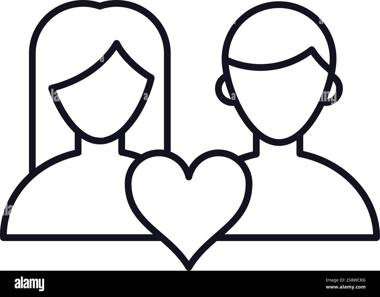 Line art love heart element representing people relationships, friends ...