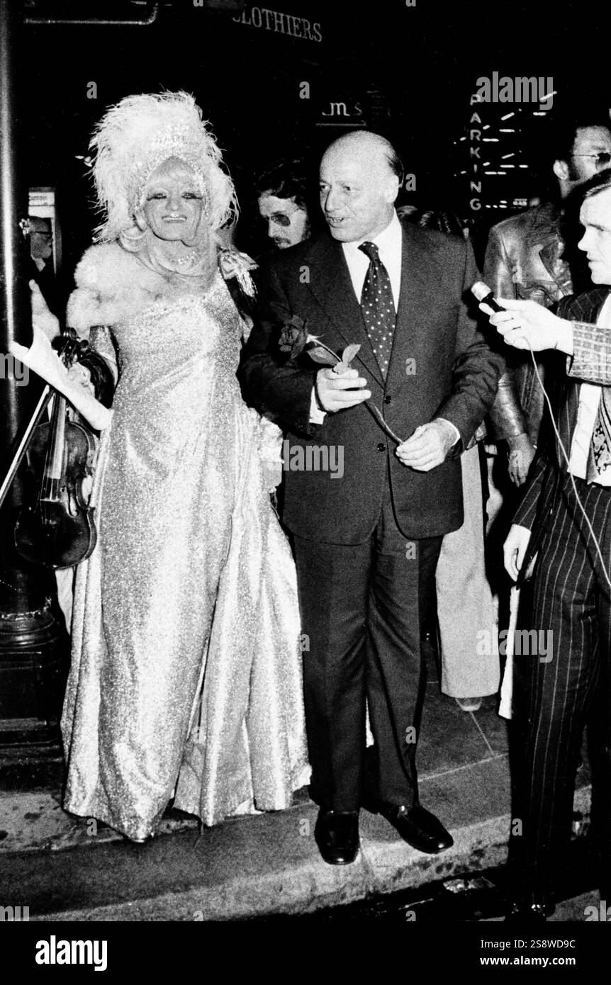 San Francisco mayor Joseph Alioto walking in the tenderloin district is ...