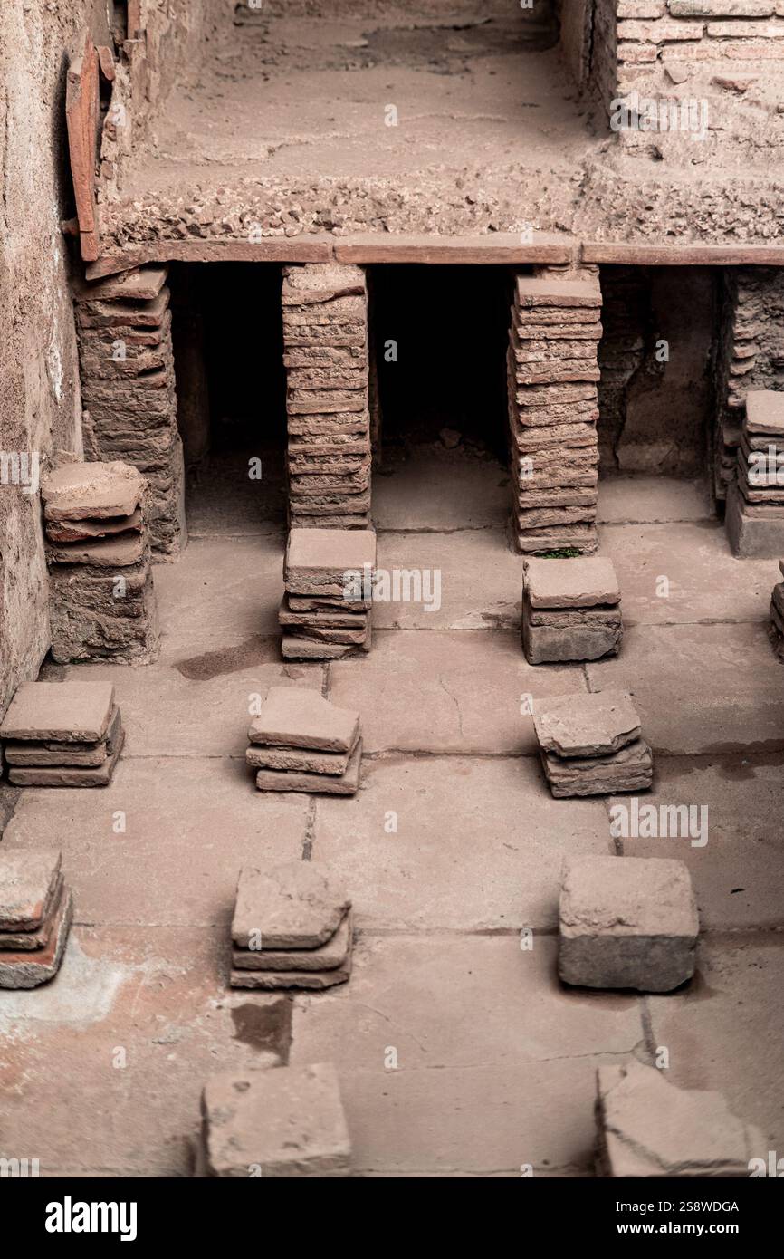 Pompeii thermal baths-Roman under-floor heating system-pillars called ...