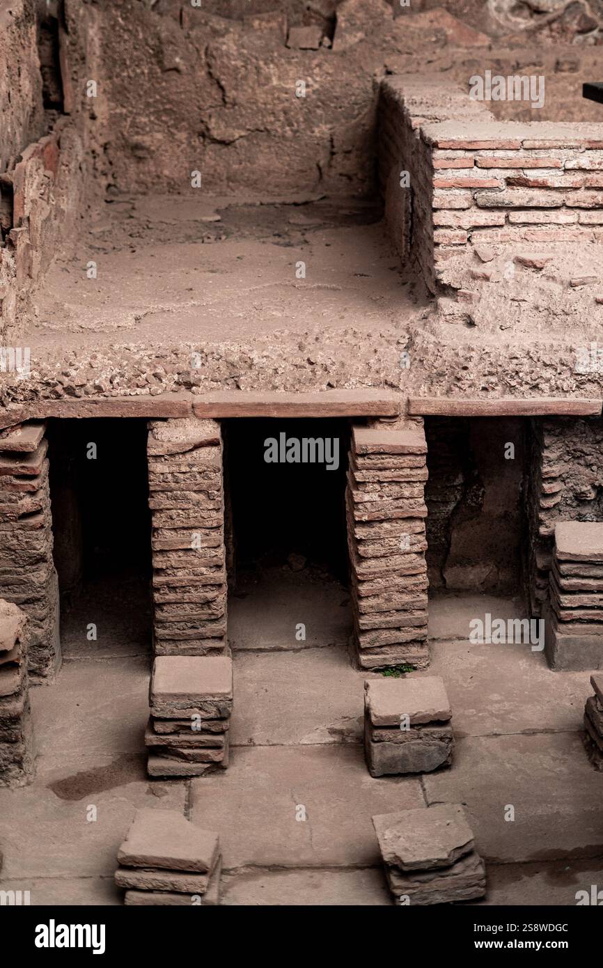 Pompeii thermal baths-Roman under-floor heating system-pillars called ...