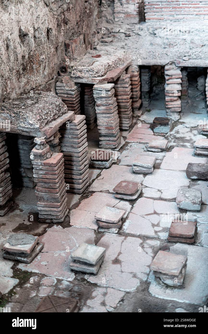 Pompeii thermal baths-Roman under-floor heating system-pillars called ...