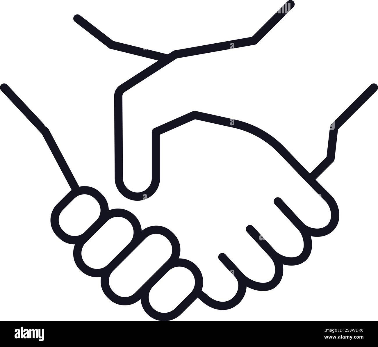 Simple, bold line art illustration of two hands shaking, symbolizing ...