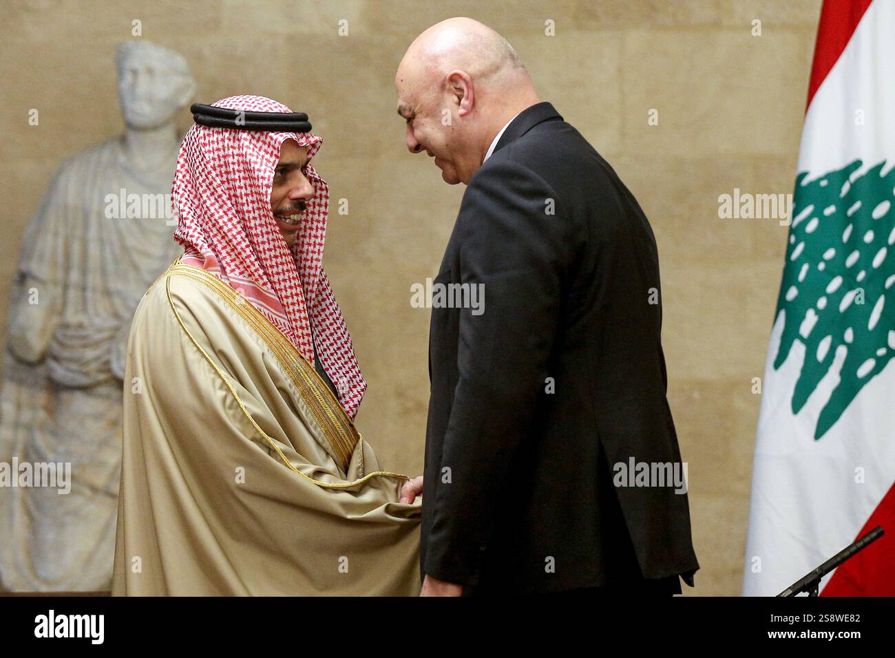 Baabda, Baabda, Lebanon. 23rd Jan, 2025. Saudi Foreign Minister Prince ...
