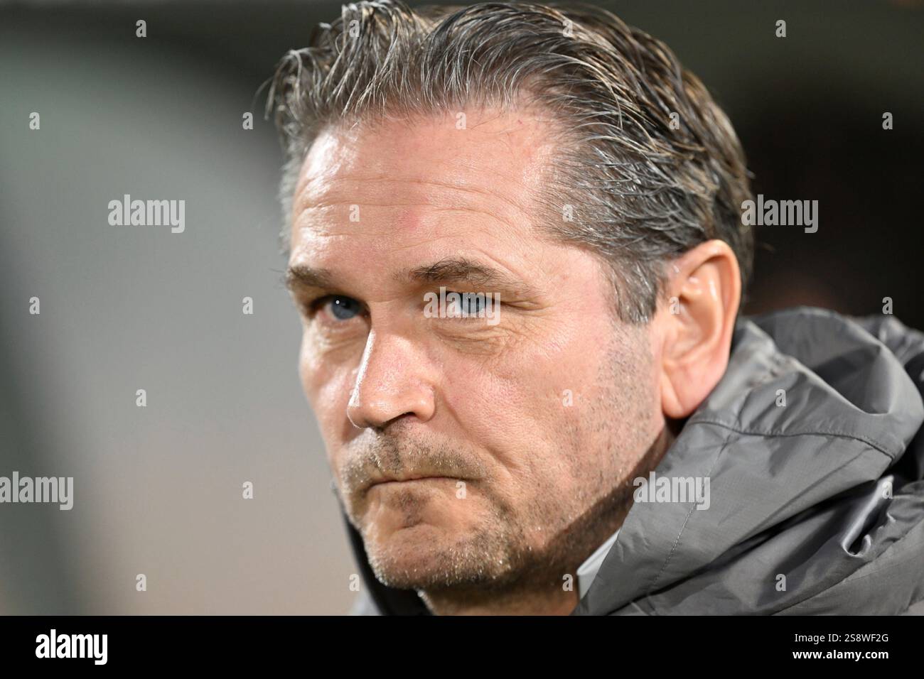 Midtjylland's coach Thomas Thomasberg looks on during their match ...