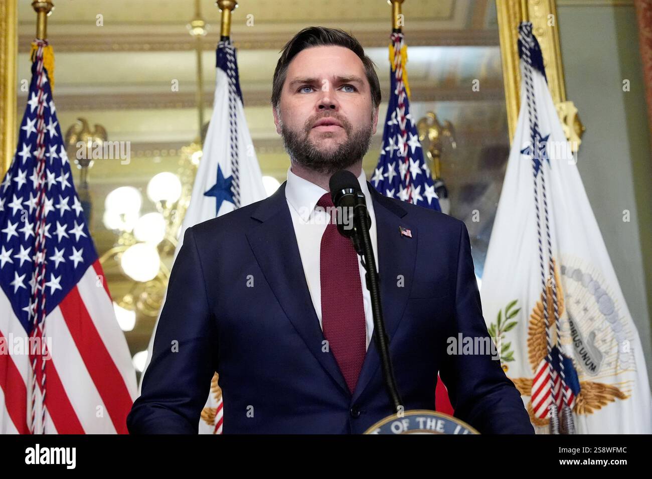Vice President JD Vance speaks before swearing in John Ratcliffe as CIA ...