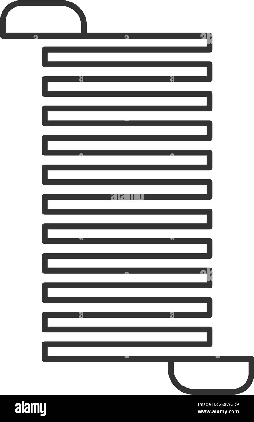 Wire springs and steel curved flexible coils forming a linear spiral ...