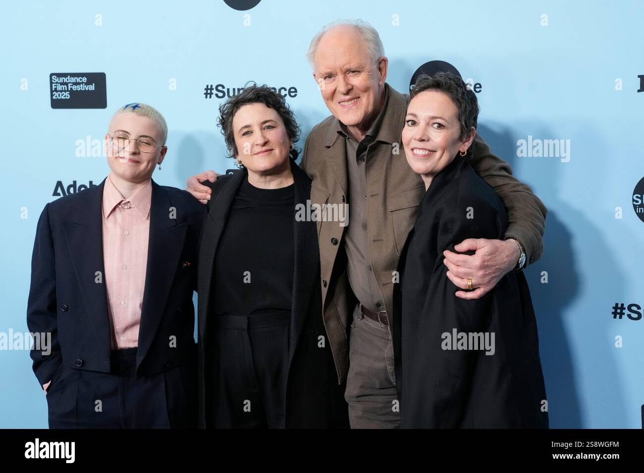 Aud Mason-Hyde, from left, Sophie Hyde, John Lithgow, and Olivia Colman ...