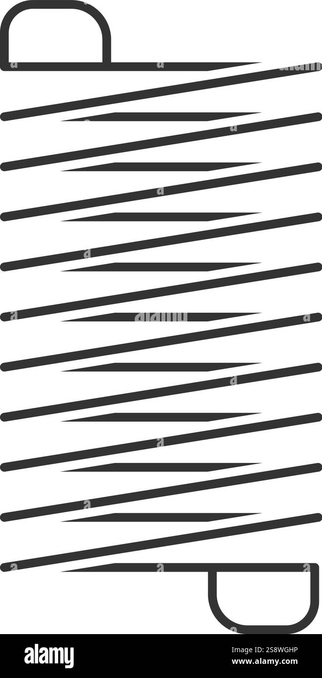 Metal spiral spring with metallic coils forms a flexible structure ...