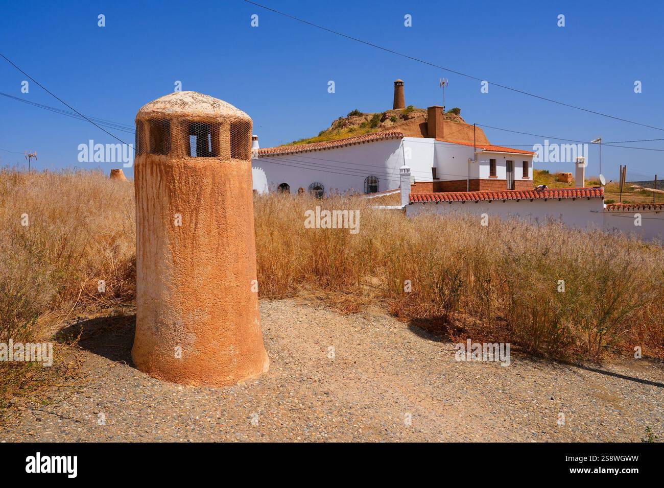 Chimney of a troglodyte cave-house in Guadix, Andalucia, in the south ...