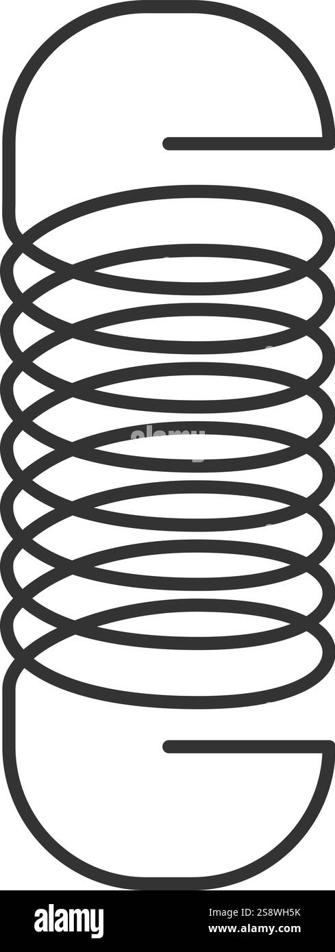 Metal spiral spring, metallic coils, motor machine spiral sign, wire ...