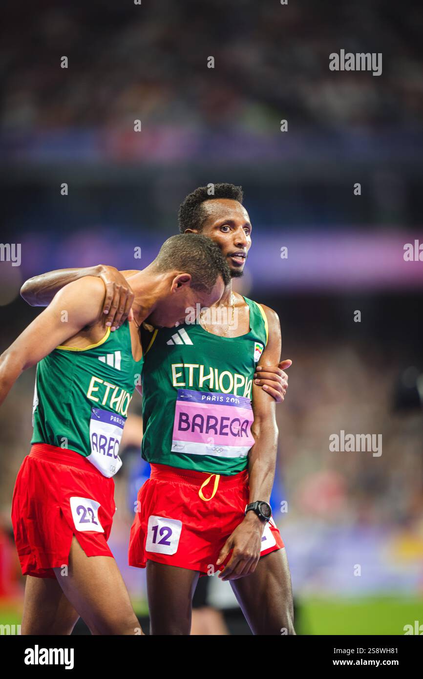 Berihu Aregawi and Selemon Barega participating in the 10.000 meters at ...