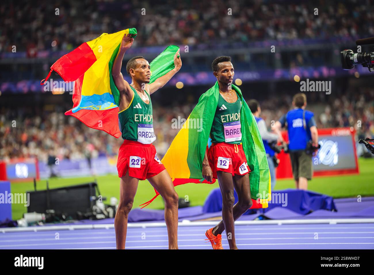 Berihu Aregawi and Selemon Barega participating in the 10.000 meters at ...