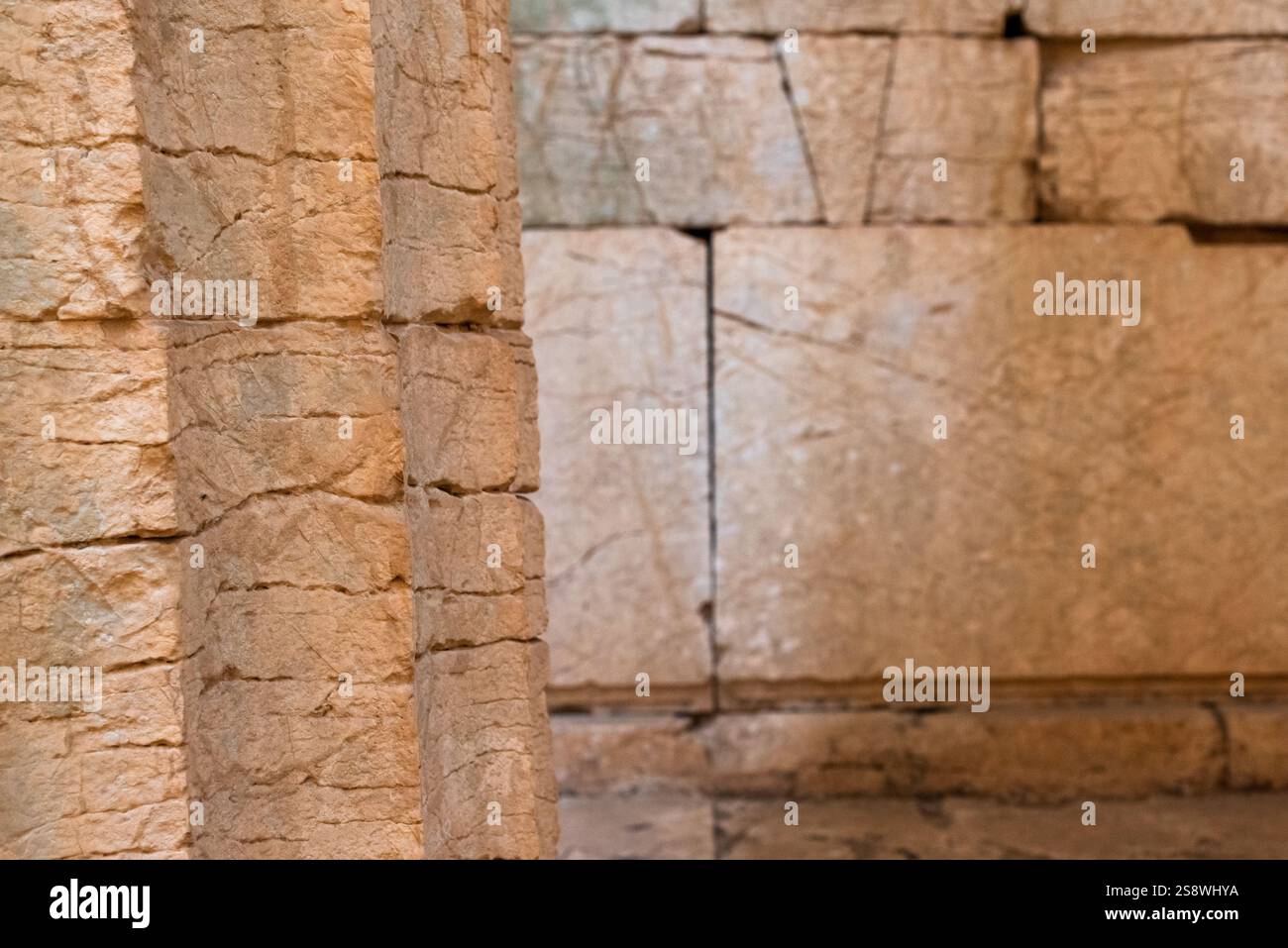 Peloponnese, Grece. Detail of doric fluted columns at Temple of Apollo ...
