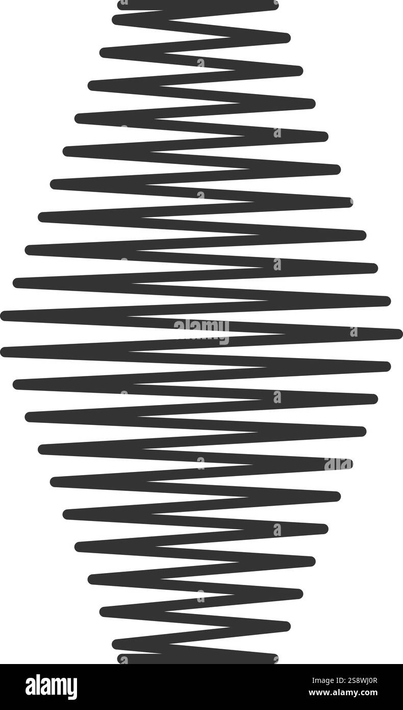 Close up vector illustration of a metal spiral spring with rhythmic ...