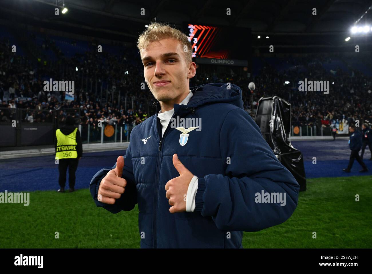 Rome, Italy. 23rd Jan, 2025. Gustav Isaksen of S.S. Lazio is greeting ...