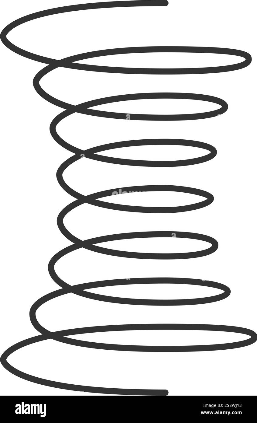 Continuous metal spiral spring creating a flexible coil, offering ...