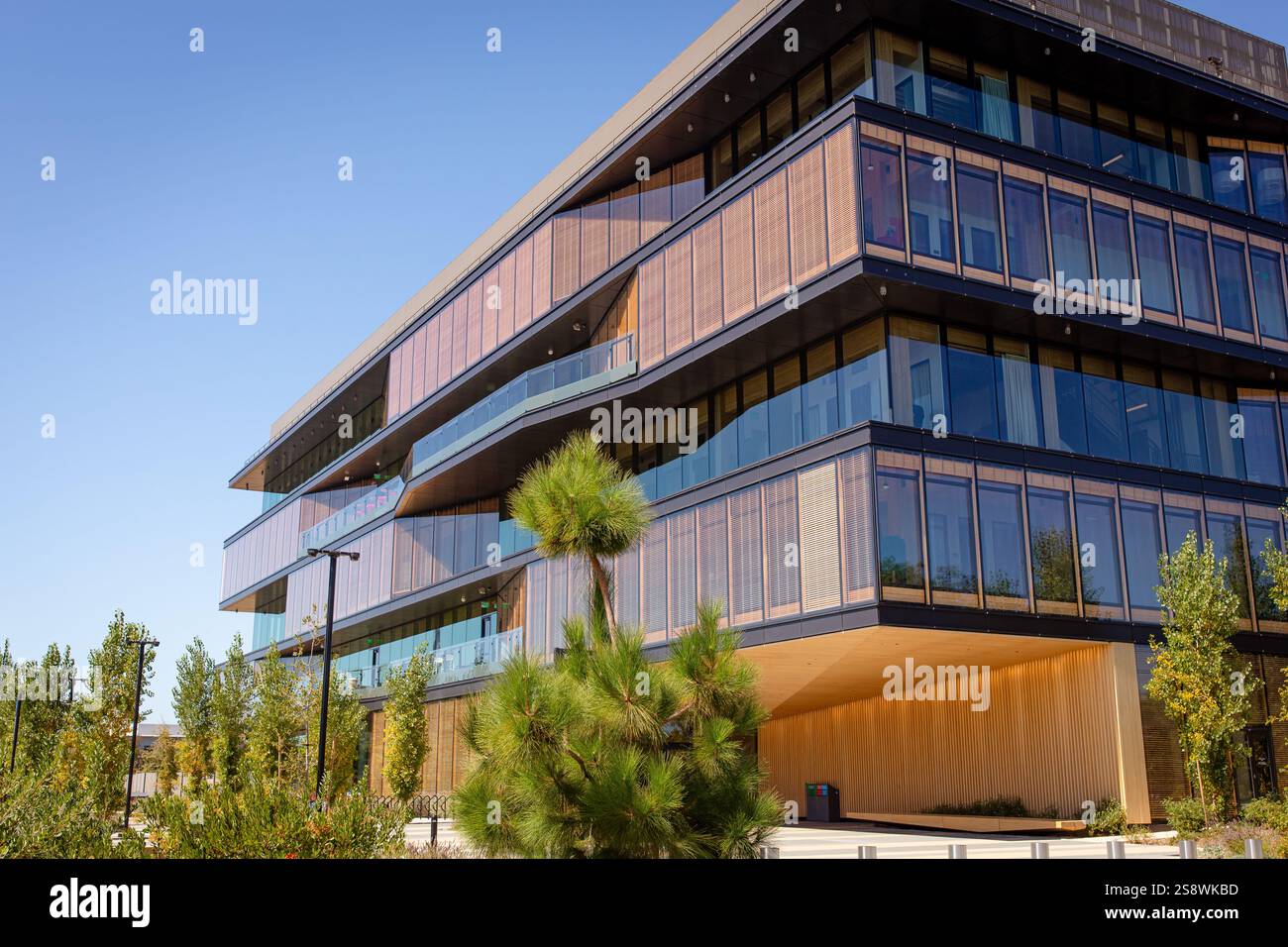 A modern contemporary office building with glass facade and nice ...