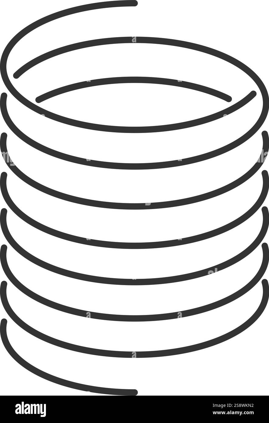 Metal spiral spring, metallic coils, motor machine spiral sign, wire ...